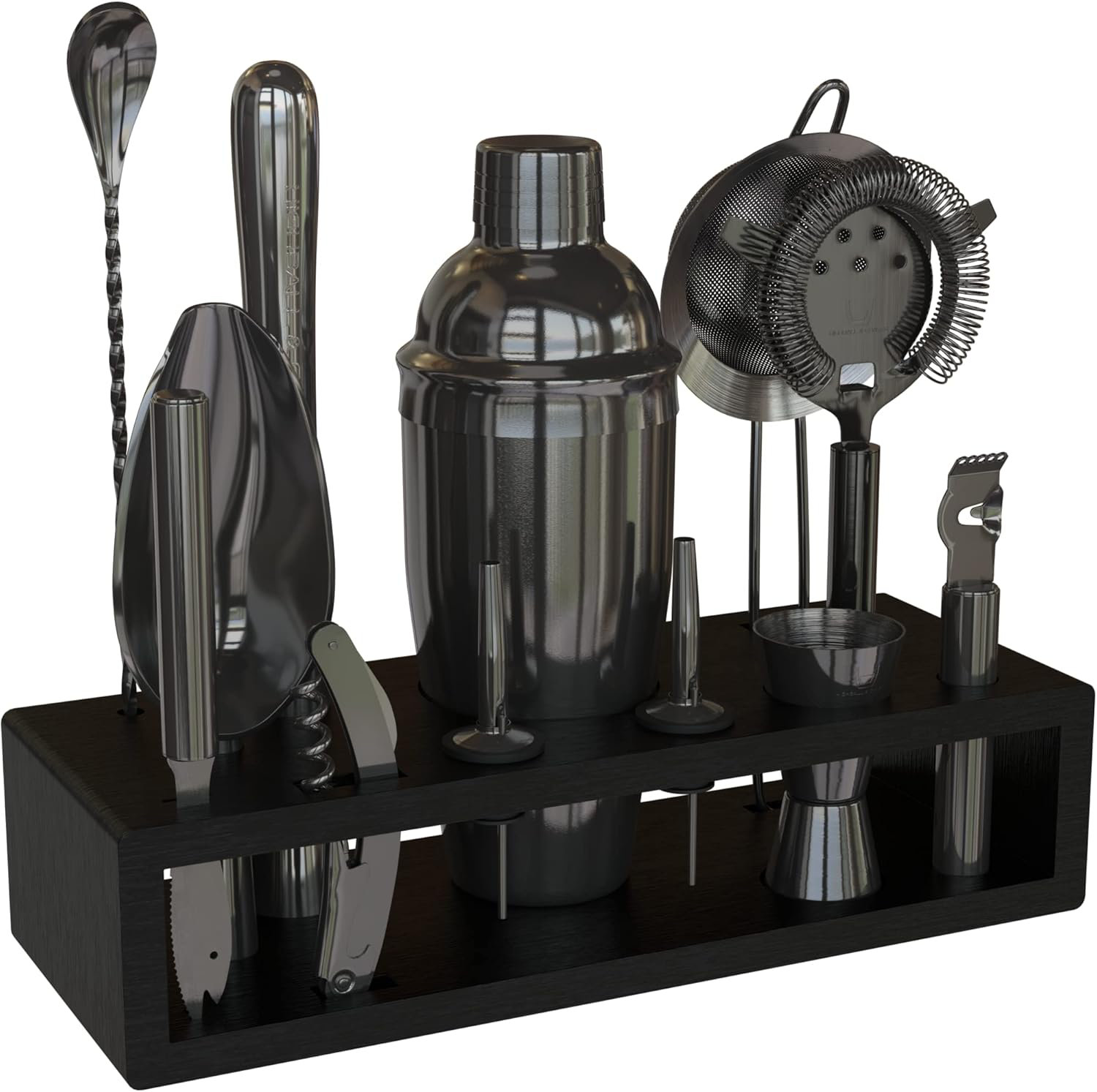 Wrought Studio 13-Piece Cobbler Cocktail Shaker Set: Black Polished ...