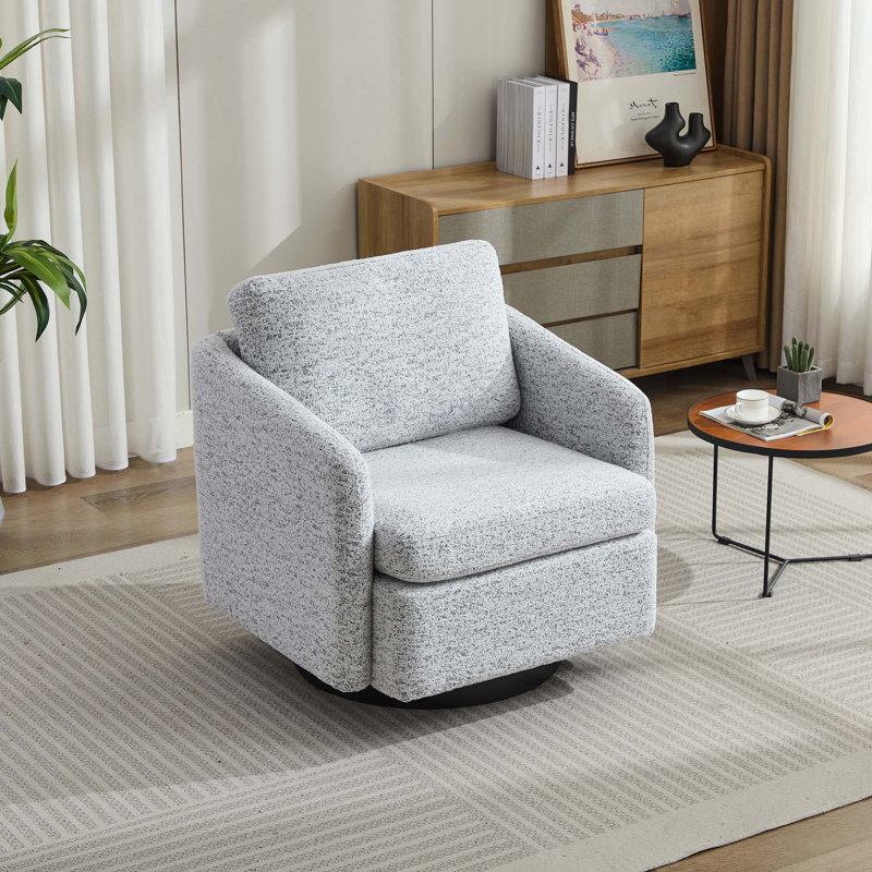Ebern Designs 31.5" Wide Chenille Fabric 360 Degree Swivel Chair | Wayfair