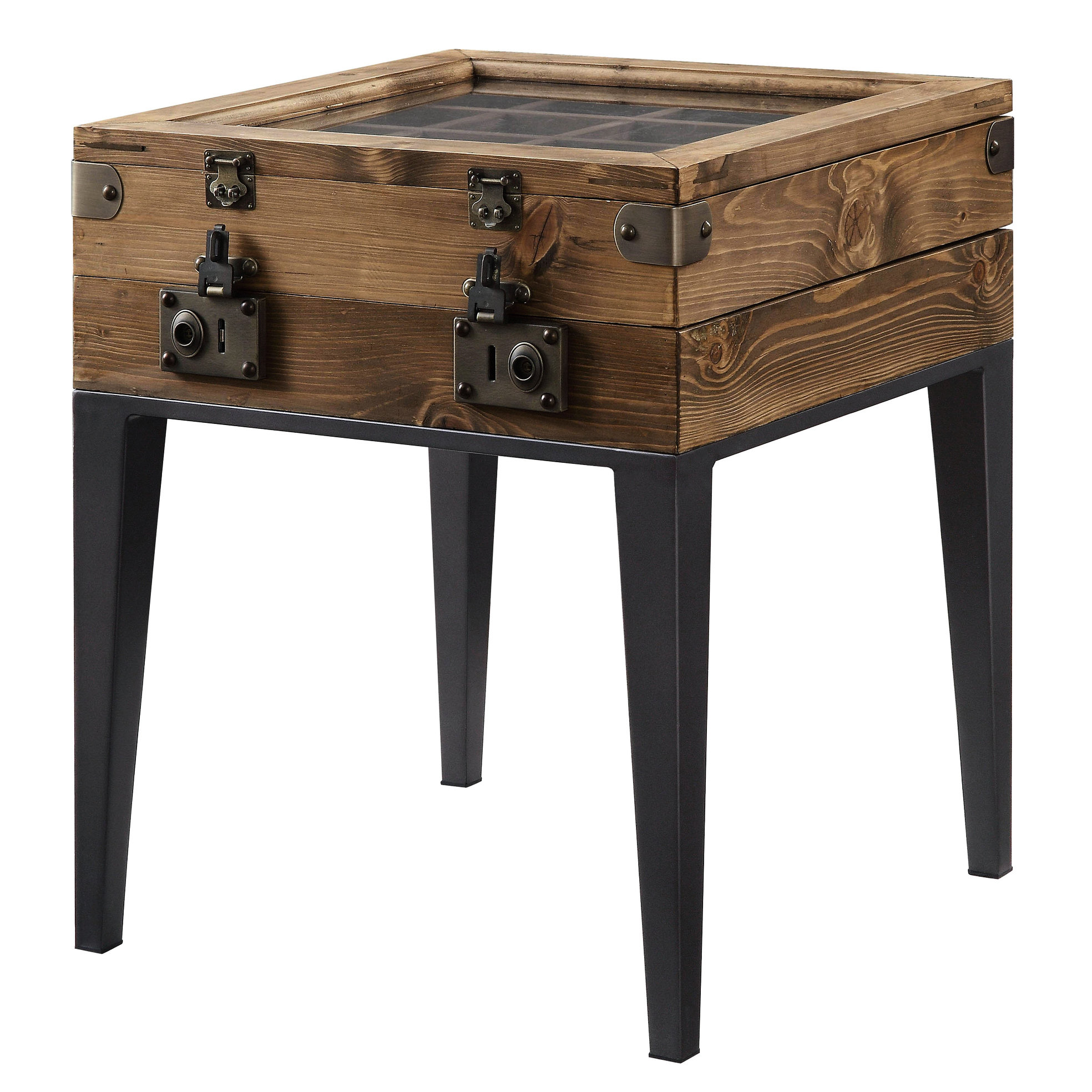 Williston Forge Rustic Oak Accent Table In Matte Grey Style, Square ...
