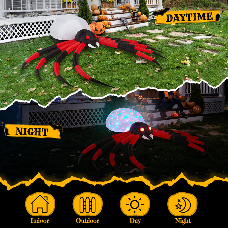 The Holiday Aisle® 11.8 FT Halloween Inflatable Spider Outdoor ...