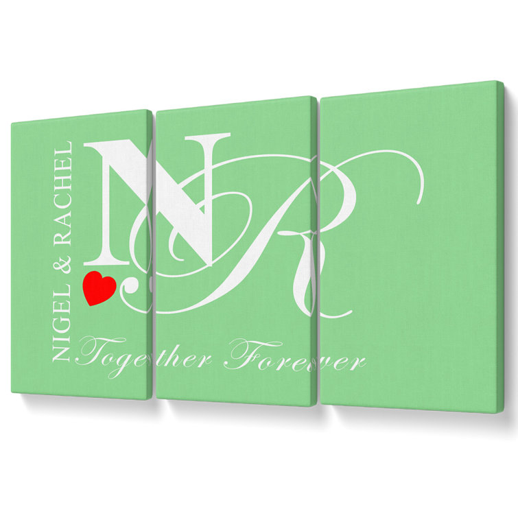 Maturi Your Names and Initials Together Forever Green - 3 Piece Wrapped ...