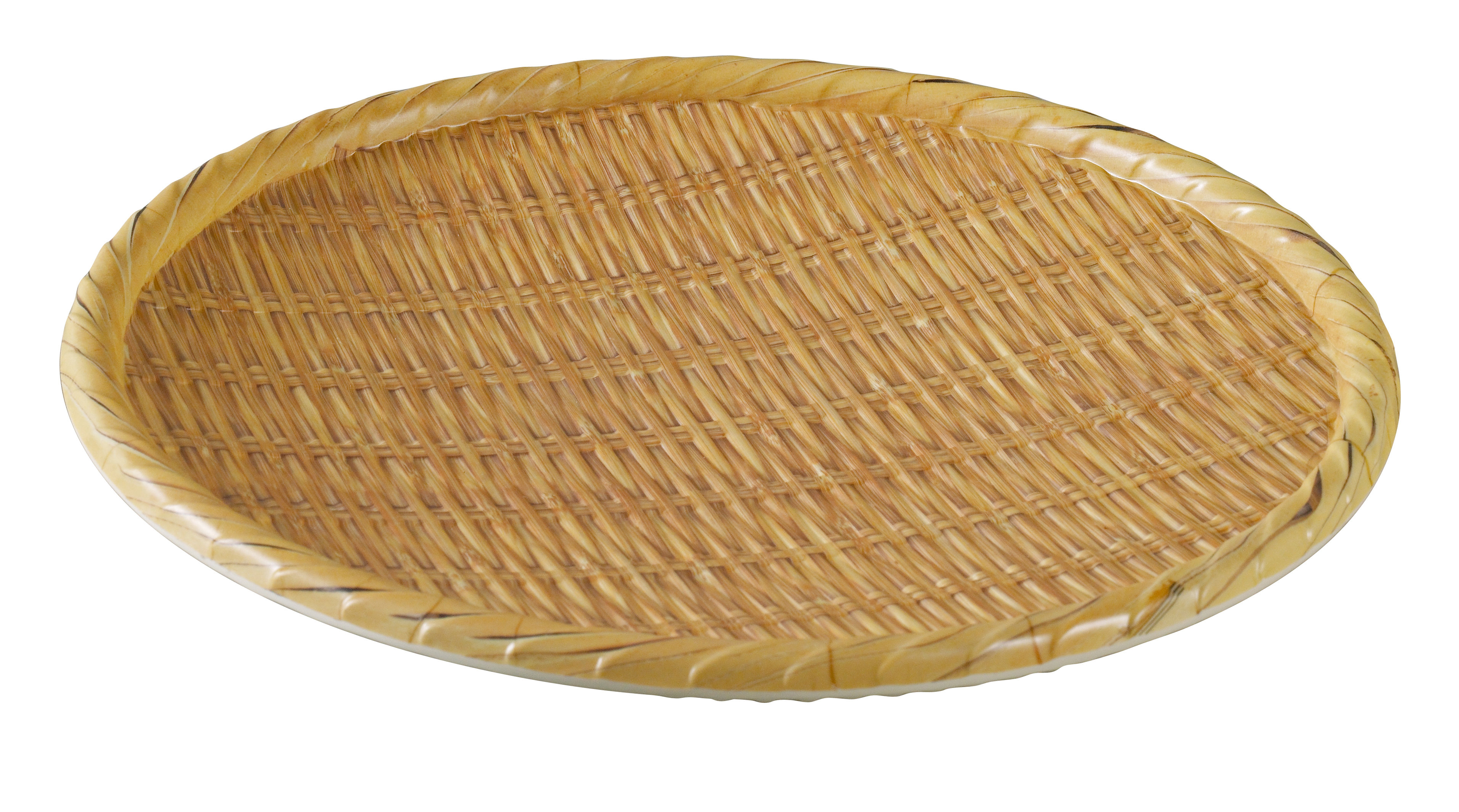 Yanco Wood and Banboo Look Tray Round 12" Diameter Melamine Tray | Wayfair