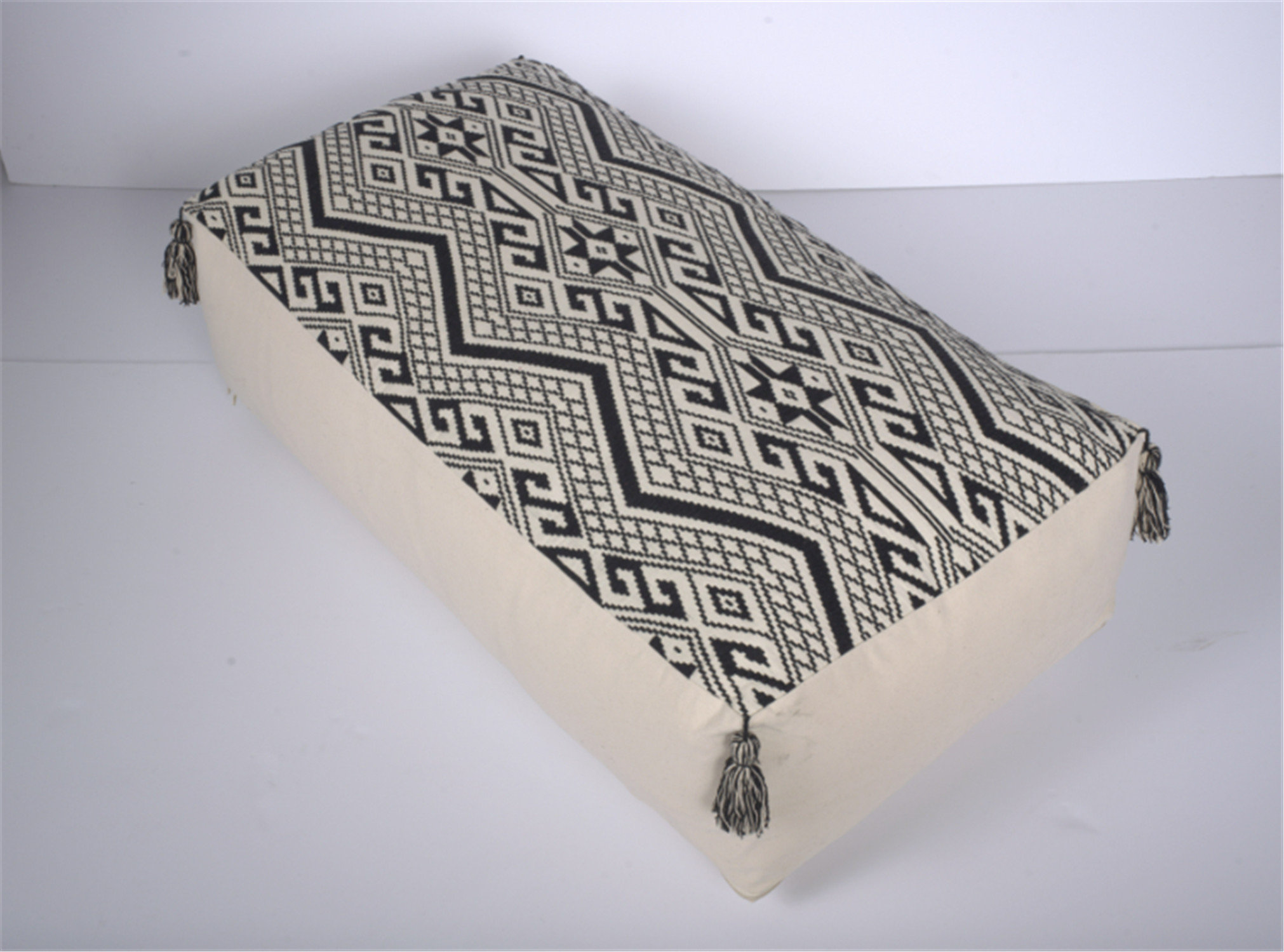 Dakota Fields Kiki Rectangular Pouf, Natural Black, Versatile Ottoman and Floor Cushion for ...