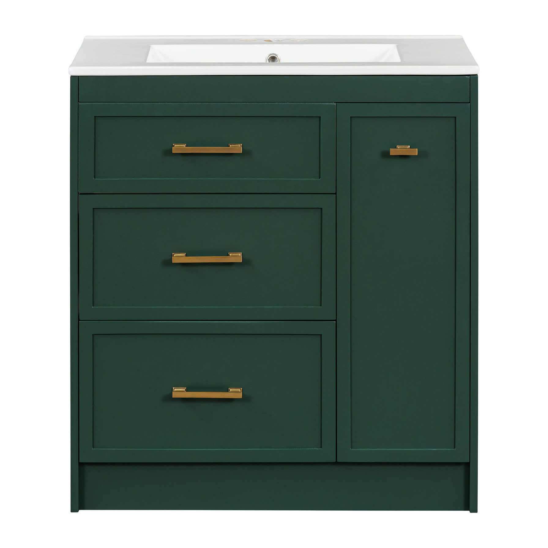 Ebern Designs Classic 30" Bathroom Vanity , Black Color, Floor Standing ...