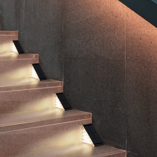 Haitral Black Solar Powered Integrated LED Step Light Pack | Wayfair