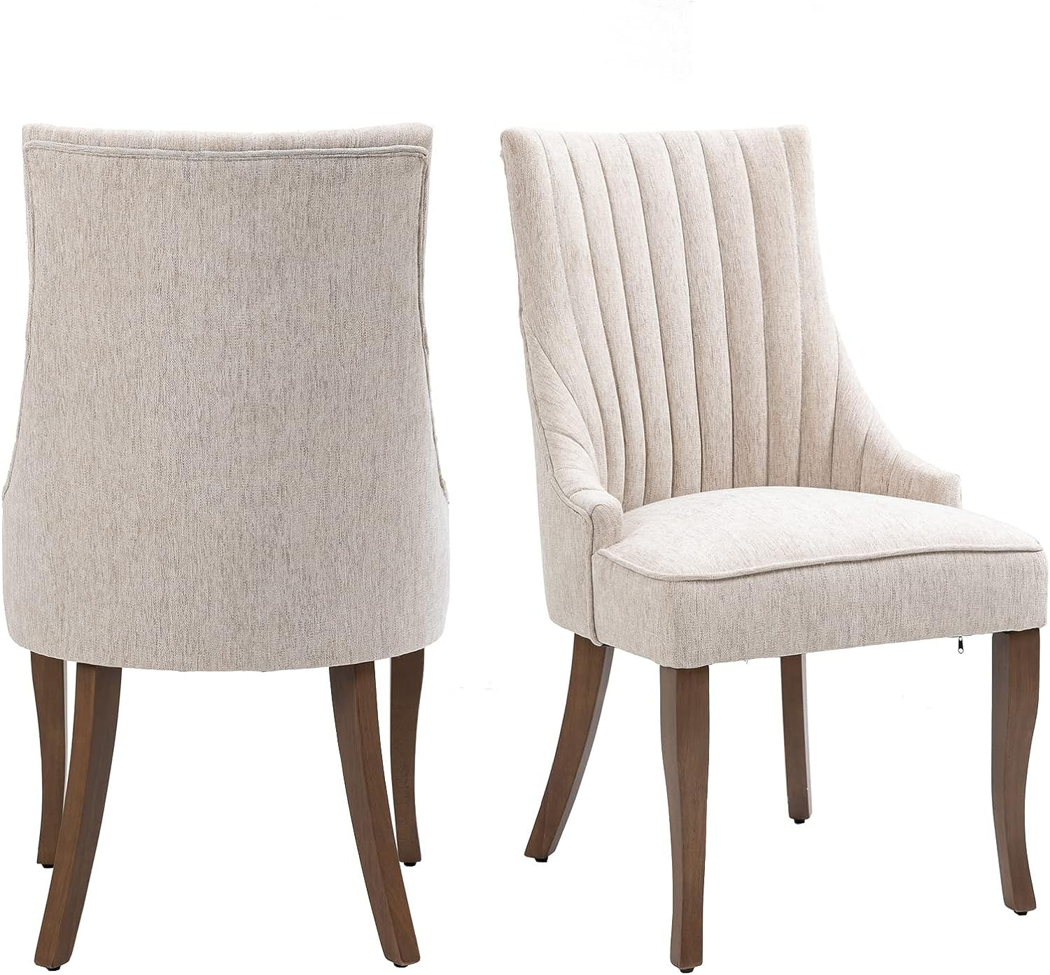 Rosalind Wheeler Belice Upholstered Linen Channel Tufted Dining Chair ...