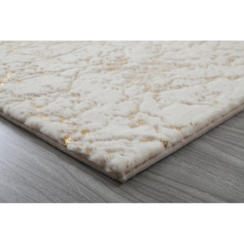 Mercer41 Brosy White Metallic Rug Carpet Modern | Wayfair