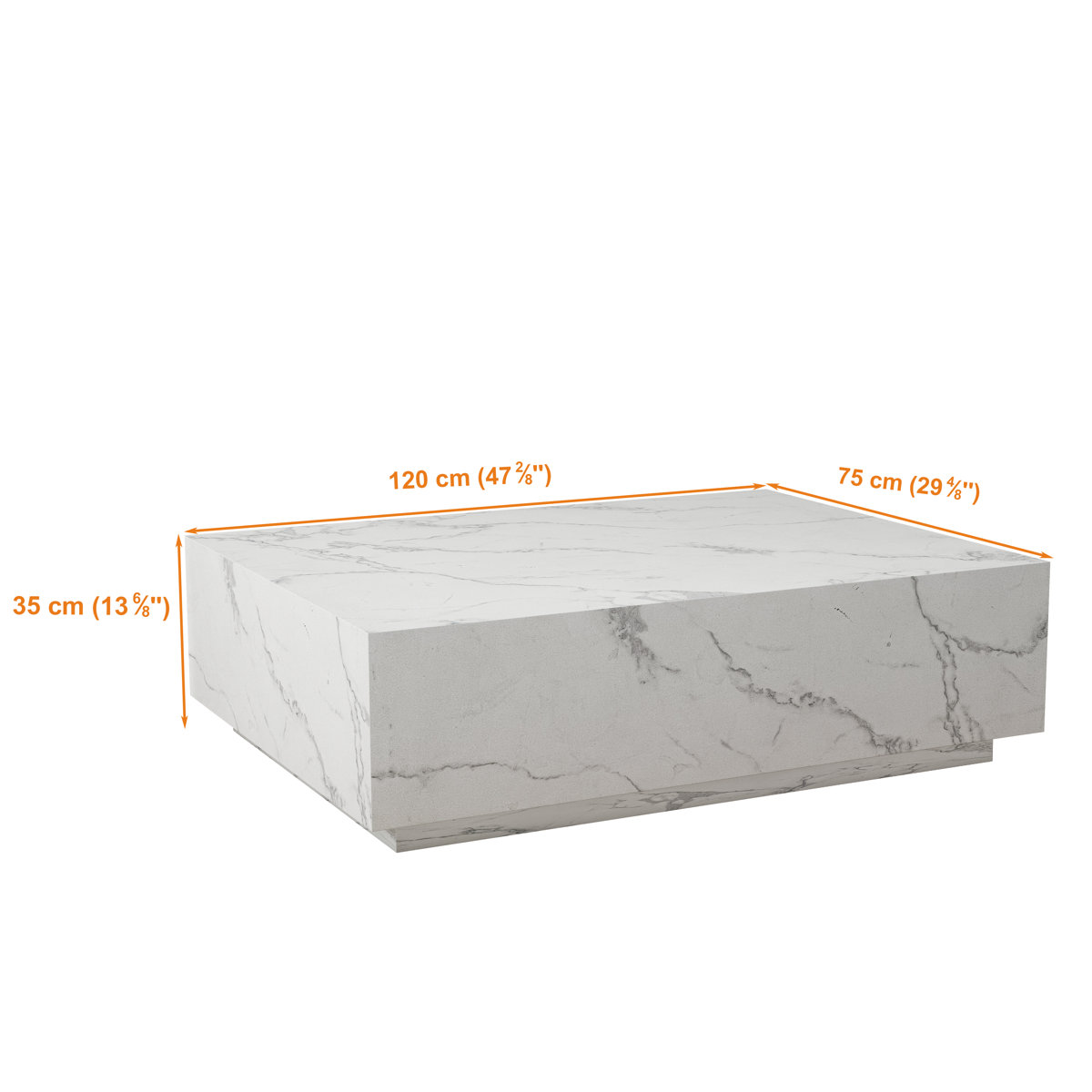 Rosdorf Park Klusek 47'' Faux Marble Modern Block Coffee Table ...
