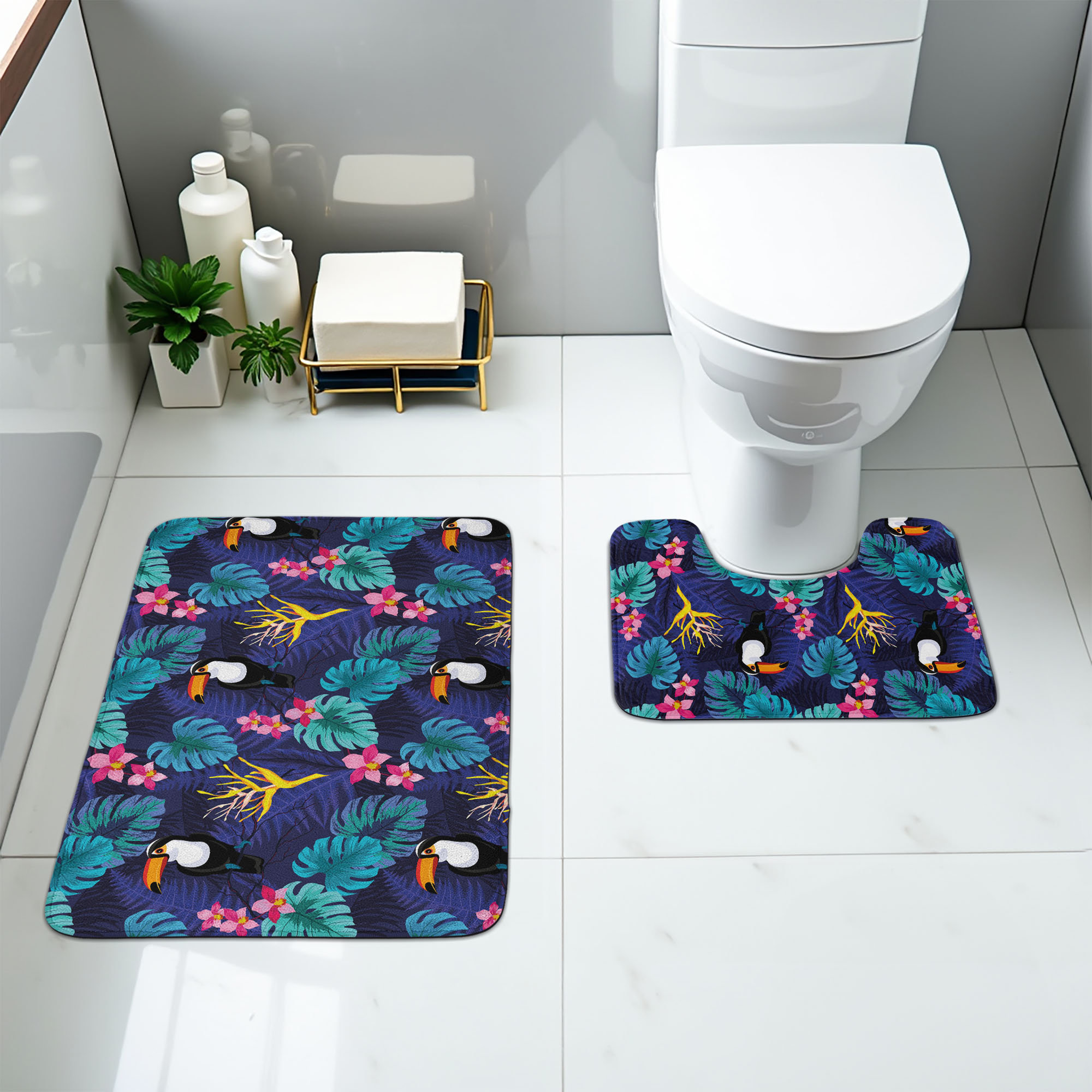 East Urban Home Aloha Bathroom Rug Set 2 Pieces Rectangle & Contour ...