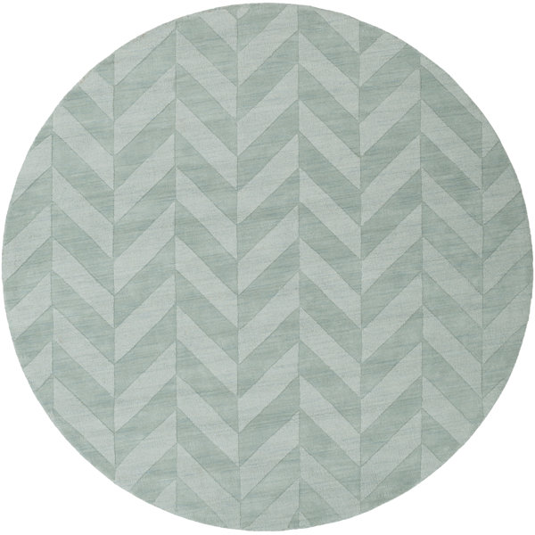Wrought Studio Zora Chevron Handmade Wool Teal Area Rug & Reviews | Wayfair