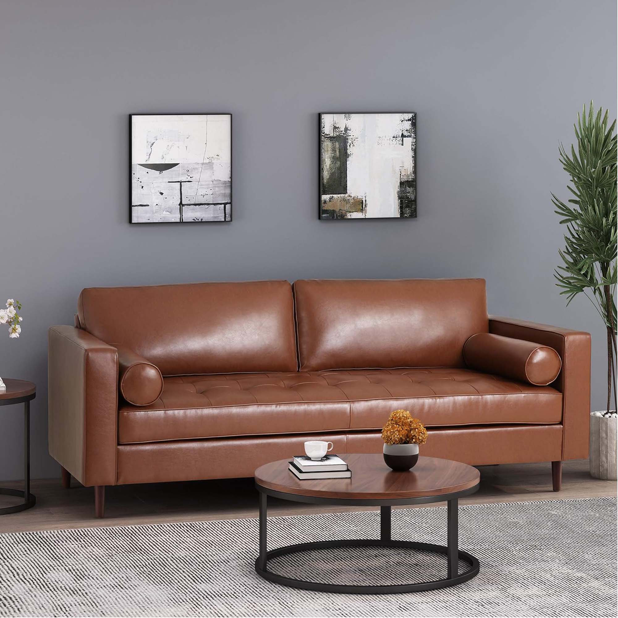 Latitude Run® Mirod Comfy Three-seat Sofa with Sturdy Wooden Legs, Made ...
