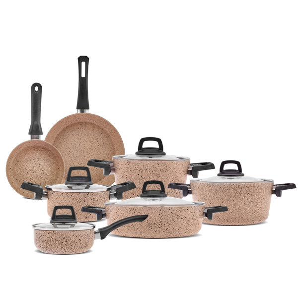 Karaca Vincent Biogranite 12-Piece Cookware Set, Brown Black | Wayfair ...