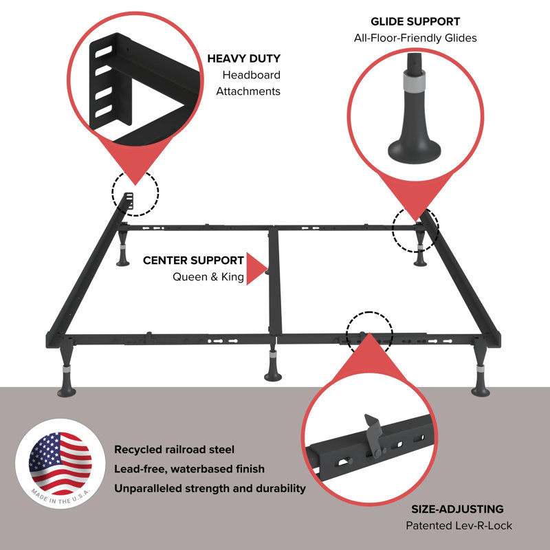 Home by Hollywood Lev-R-Lock - Bed Frame with Glides - Adjustable - 6 ...