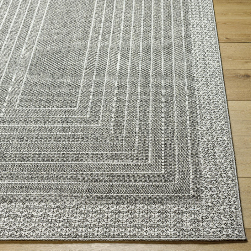 Latitude Run® Polypropylene Medium Gray/Gray/White Rug | Wayfair