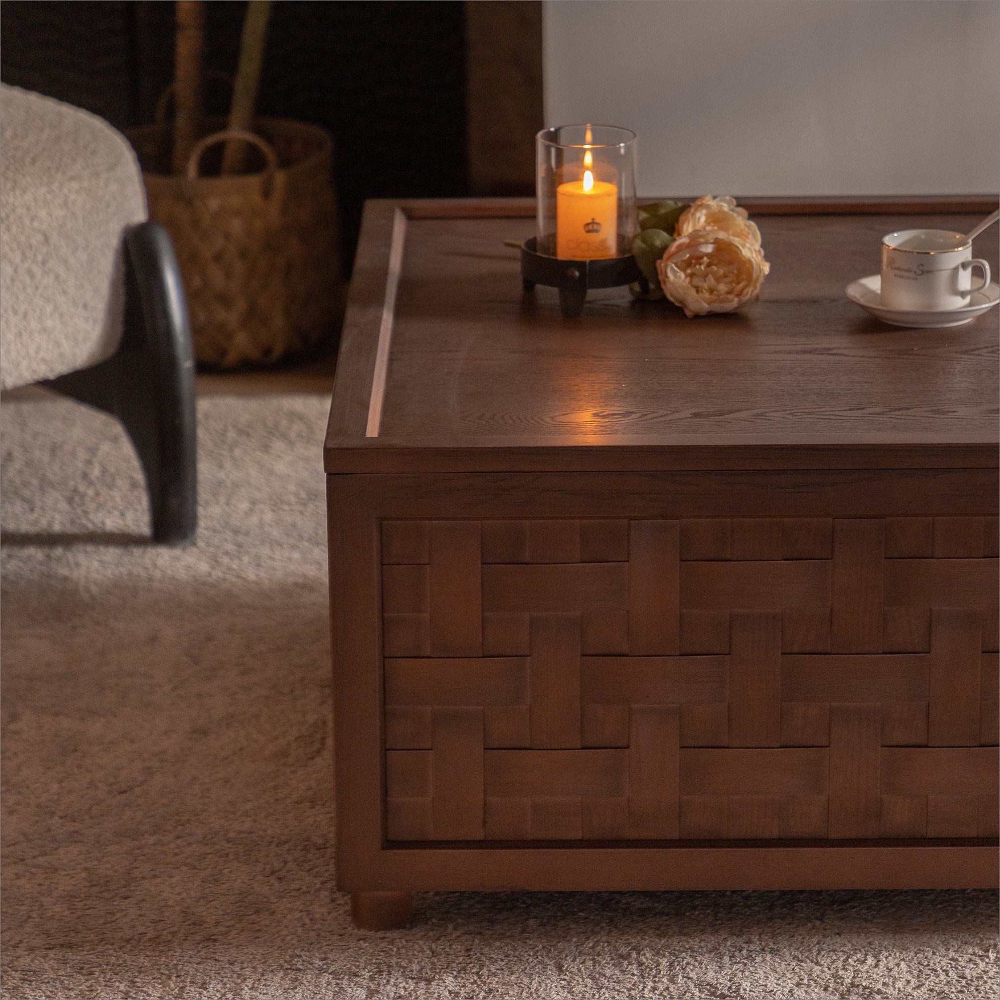 Lark Manor™ Farmhouse Coffee Table with Storage, Large Square Coffee ...