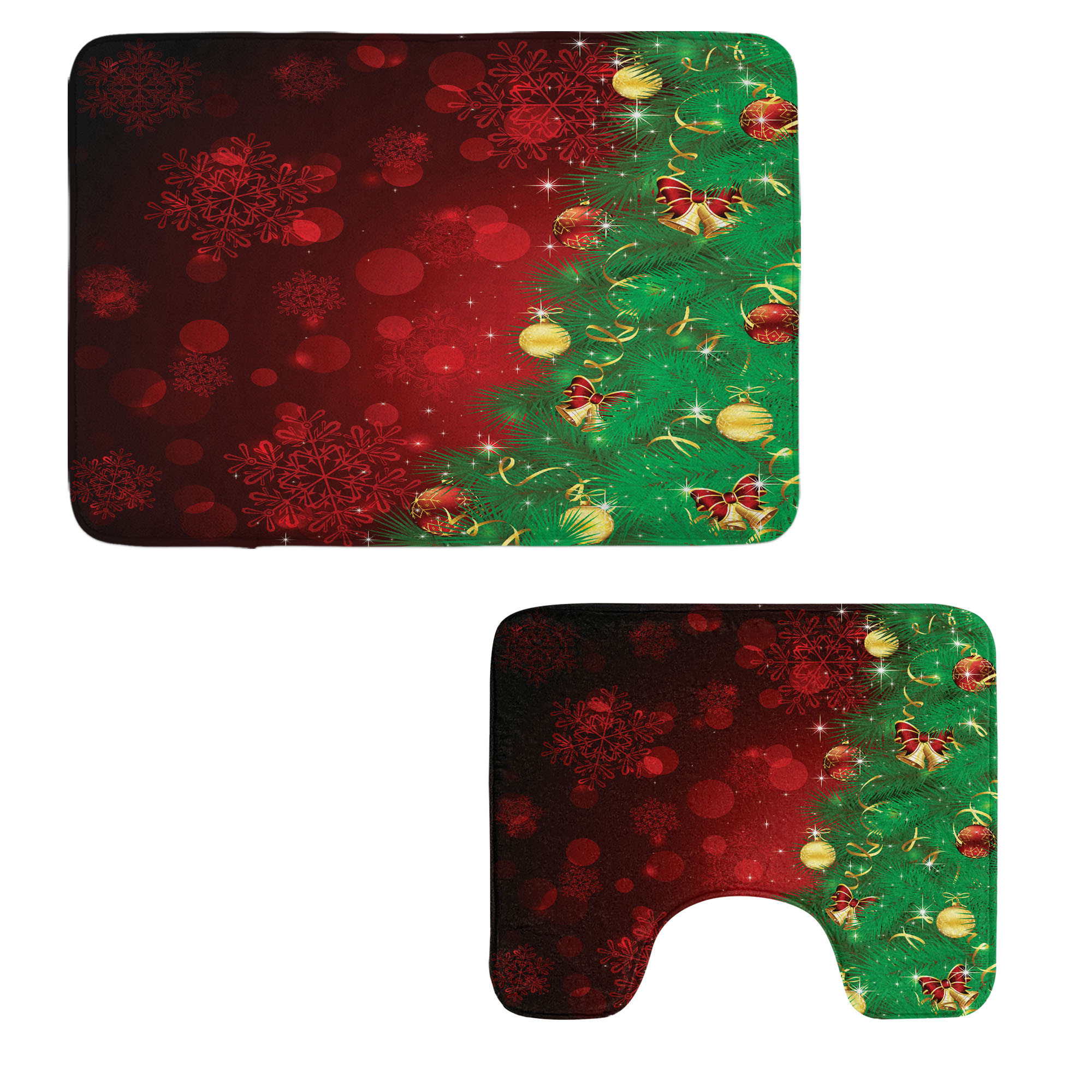 The Holiday Aisle® Christmas Bathroom Rug Set 2 Pieces Rectangle ...
