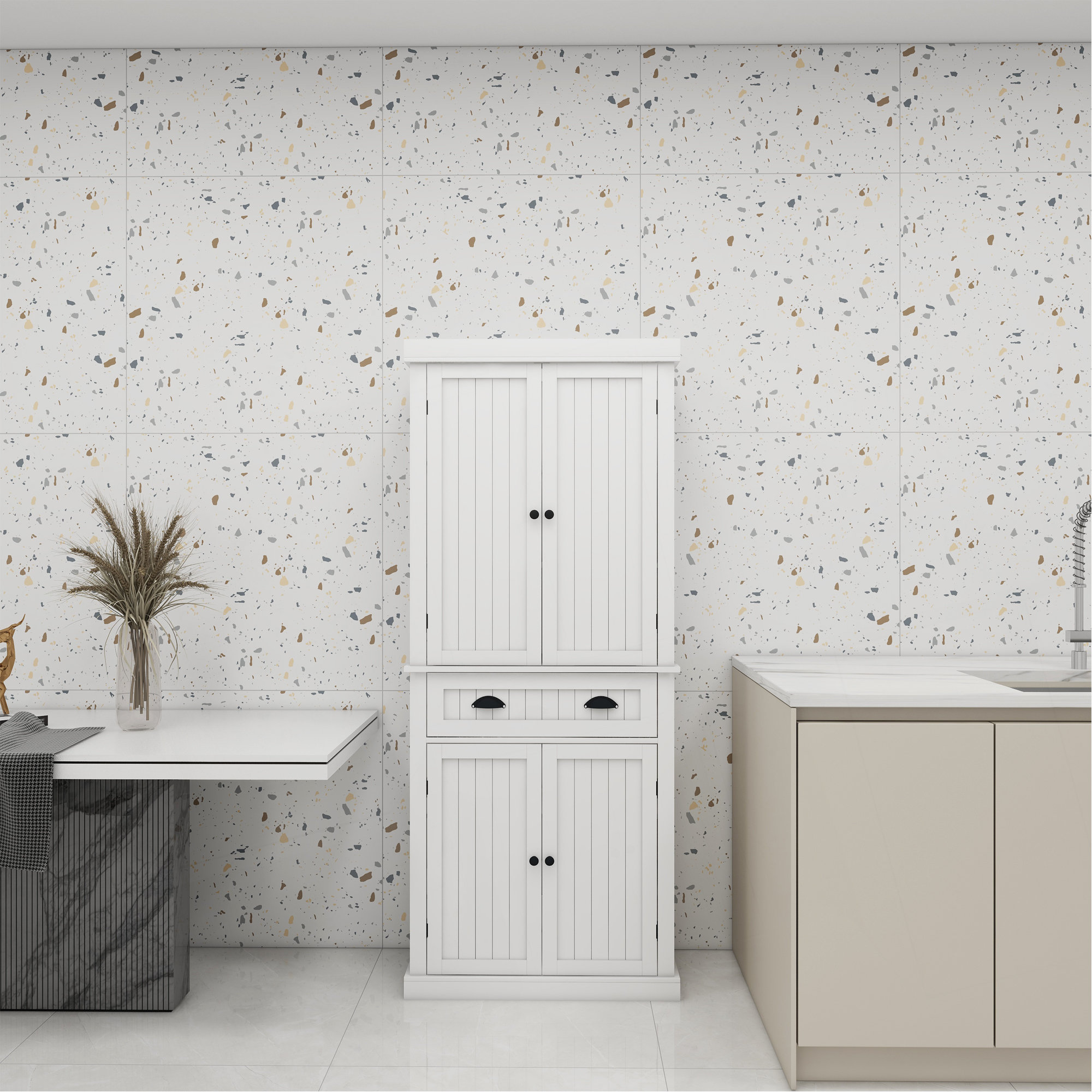 Latitude Run® Versatile Kitchen Pantry Storage Cabinet With Ample Space ...