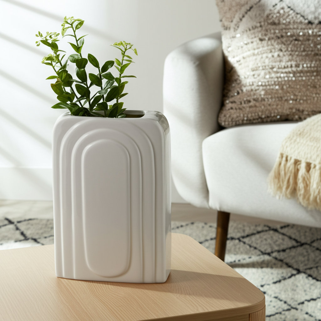 Wade Logan Stoneware Dolomite Vase with Modern Arched Design - Sleek ...