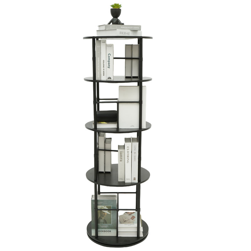 Ebern Designs Rotating Bookshelf 4 Tier 360° Revolving Floor Standing ...