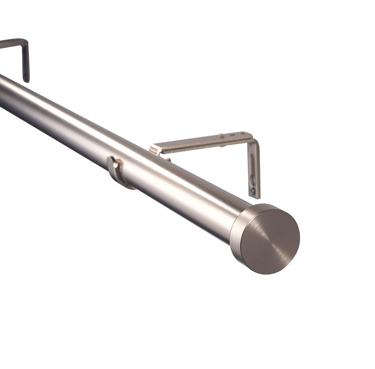 Linen Avenue End Cap Single Window Curtain Rod Set, Brushed Nickel ...