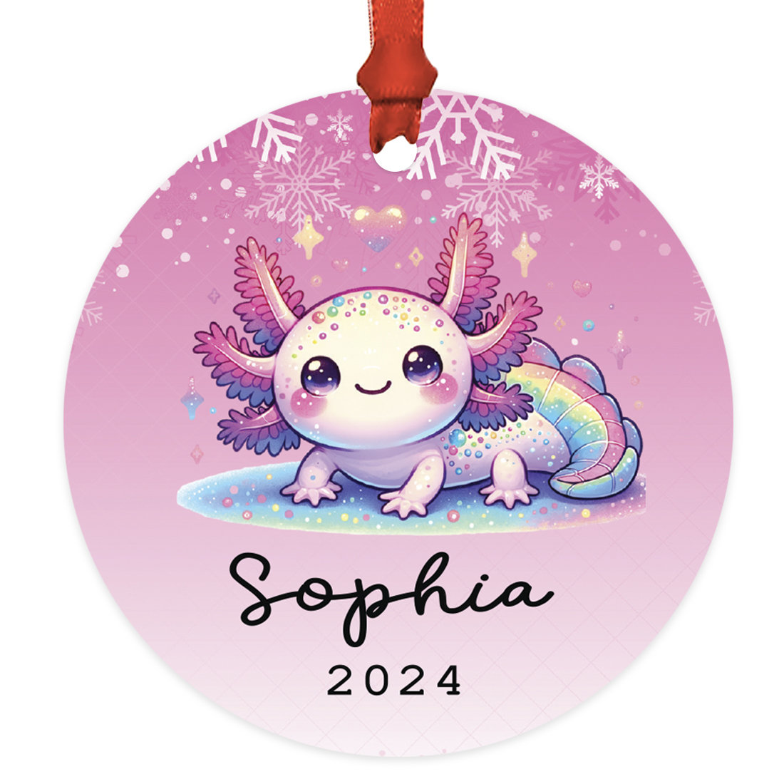 Dakota Fields Custom Metal Ornament For Kids Pastel Rainbow Axolotl ...