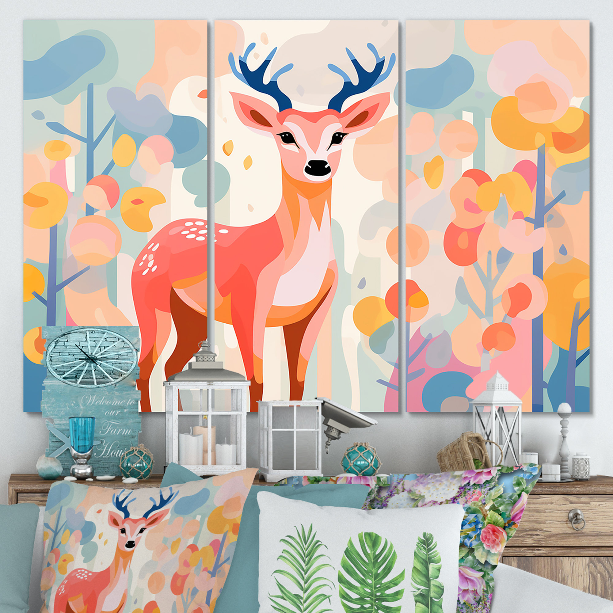 Millwood Pines Floral Pink Deer Graceful I - Deer Animal Wall Art | Wayfair