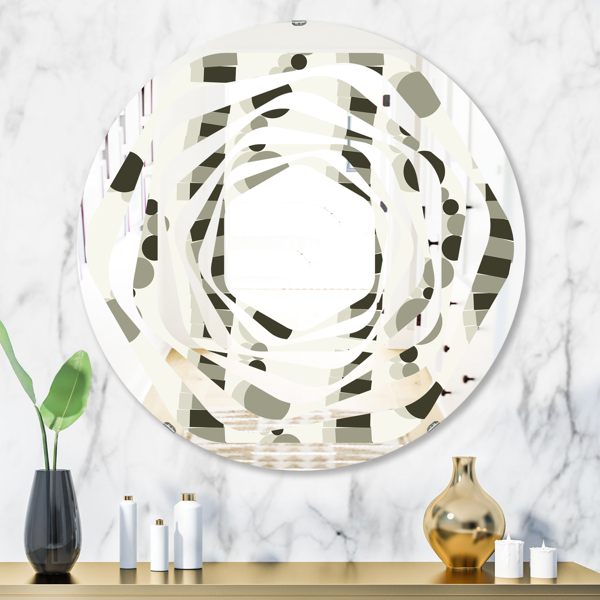 East Urban Home Whirl Geometric Pattern VI Modern Frameless Wall Mirror ...