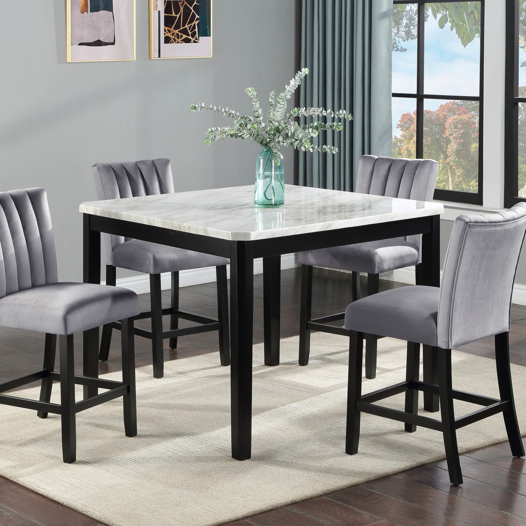 Latitude Run® 5-Piece Contemporary Counter Height Dining Set Square ...