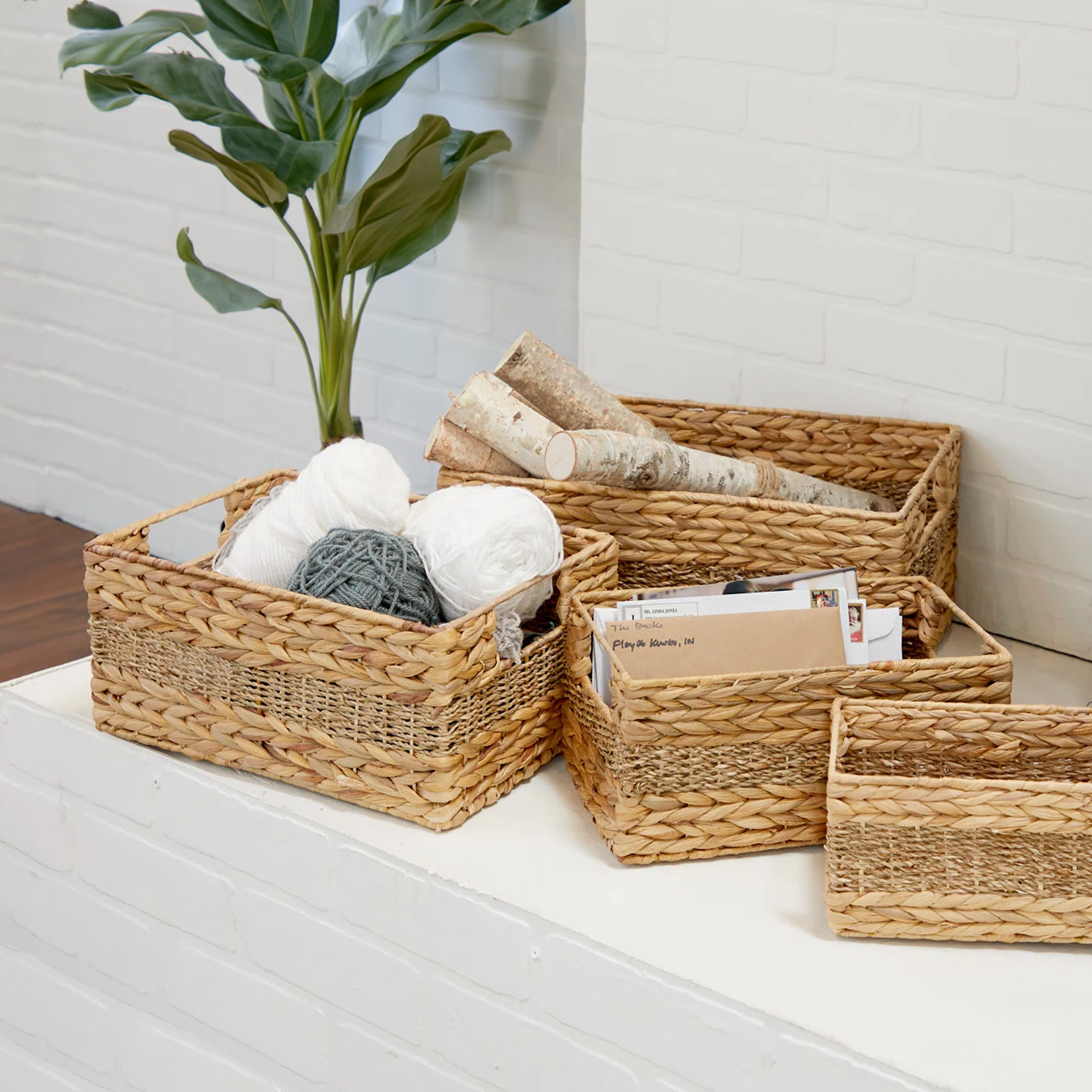 Kelly Clarkson Home Tellara Seagrass Handmade 4-Piece Nesting Basket ...