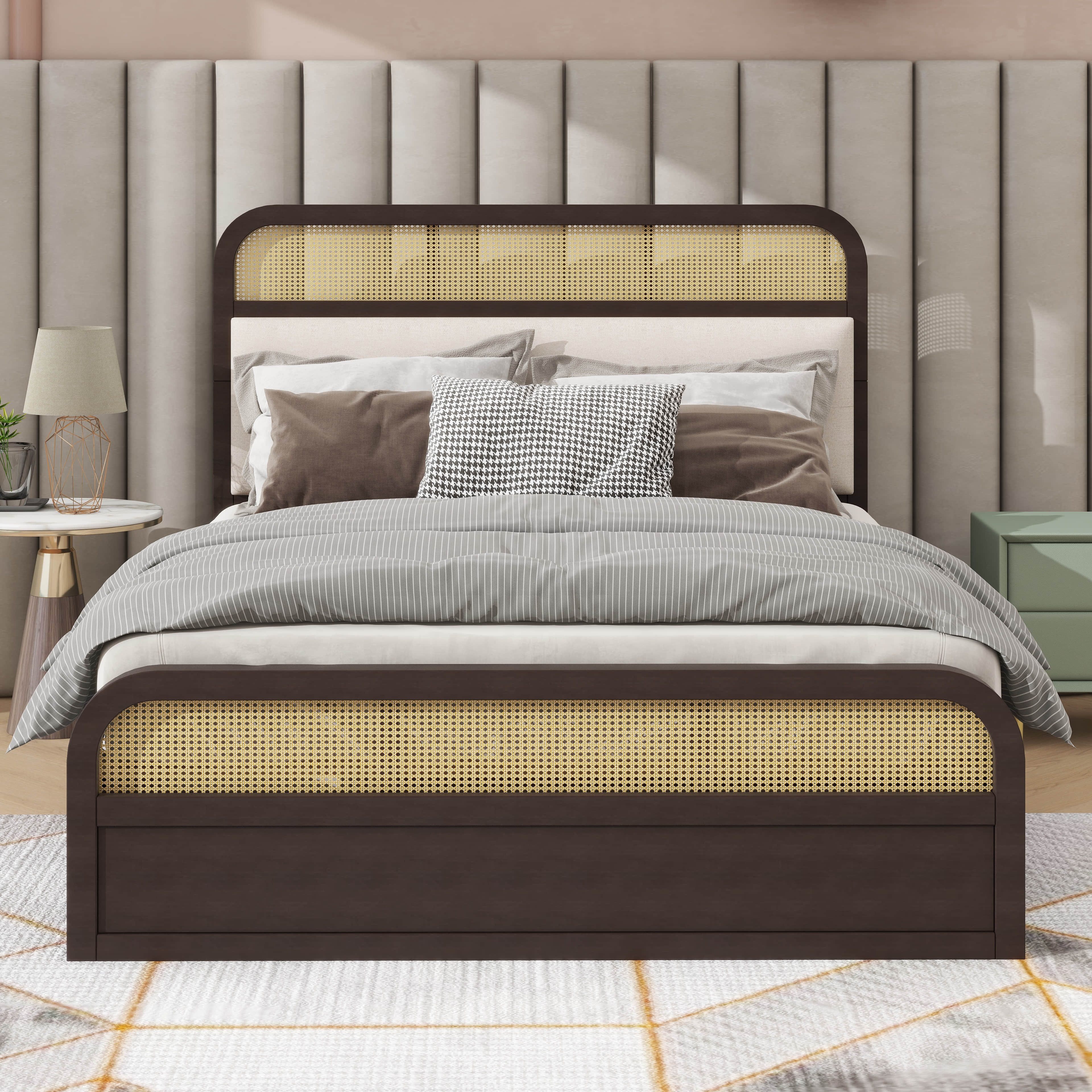 Bay Isle Home™ Queen Size Solid Wood Platform Bed With Underbed Trundle ...