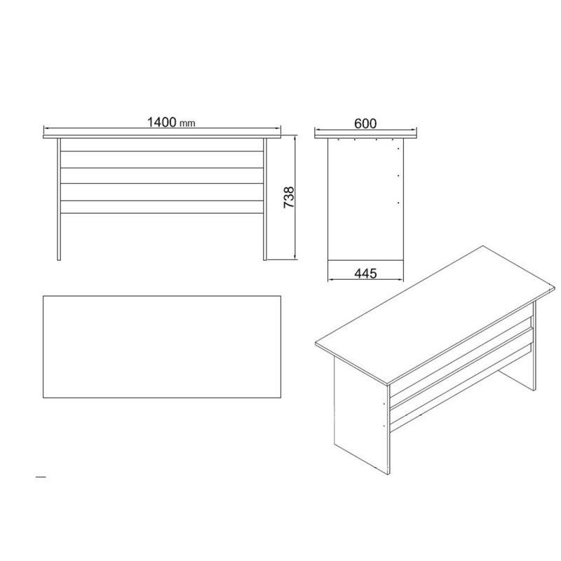 East Urban Home Burbuqe 5 Piece Rectangular Writing Desk Office Set ...