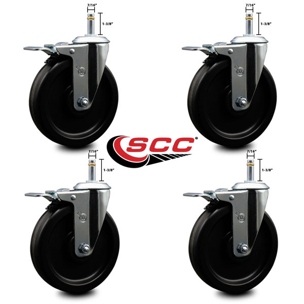Service Caster Swivel Grip Ring Stem Caster with Total Lock Brake | Wayfair