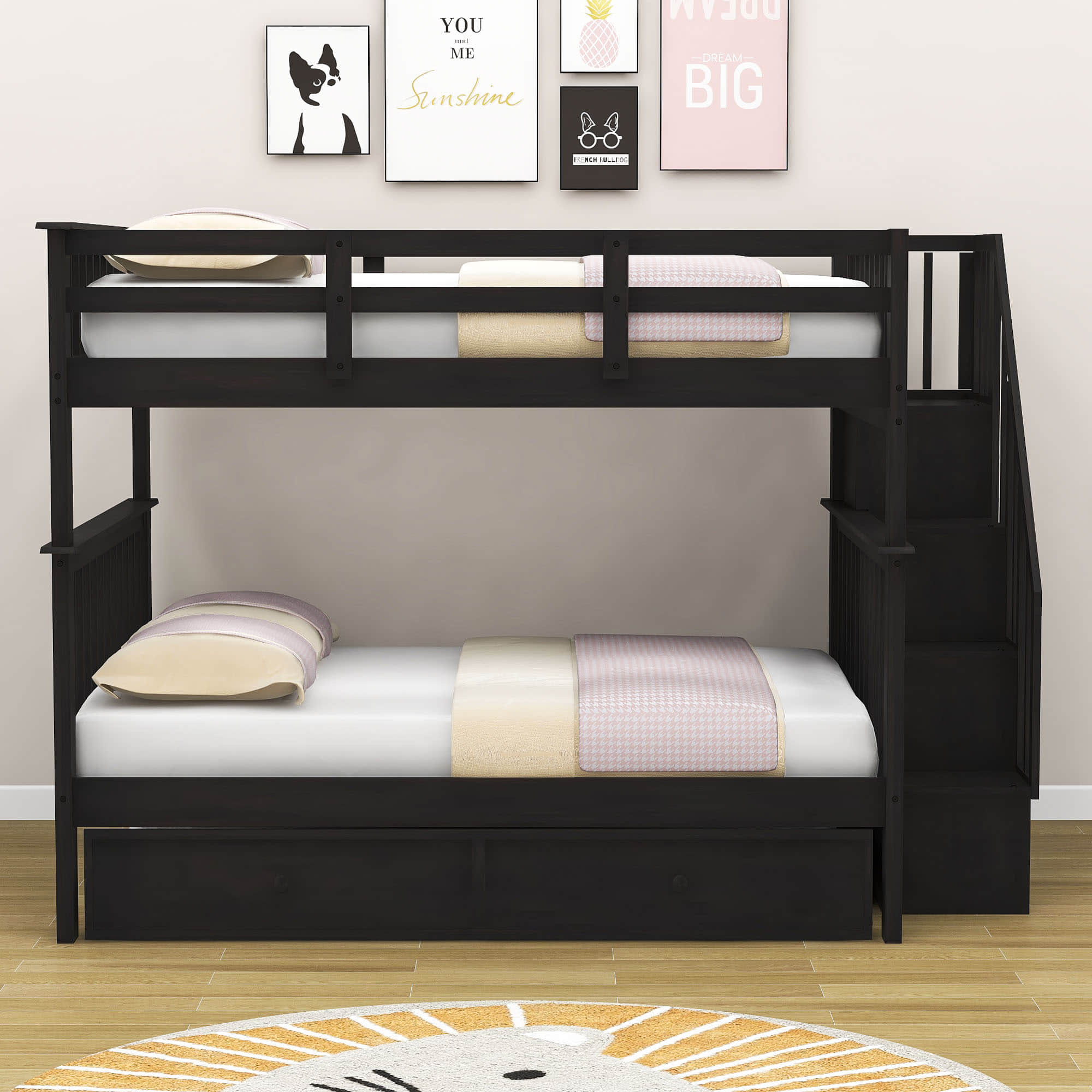 Harriet Bee Eliga Full Over Full Standard Bunk Bed with Trundle ...