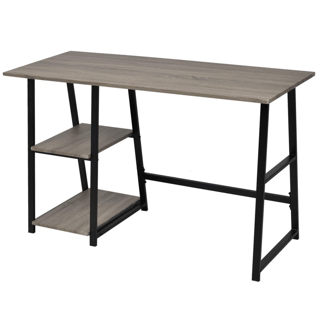 Foundry Select Desk with 2 Shelves Gray and Oak & Reviews | Wayfair