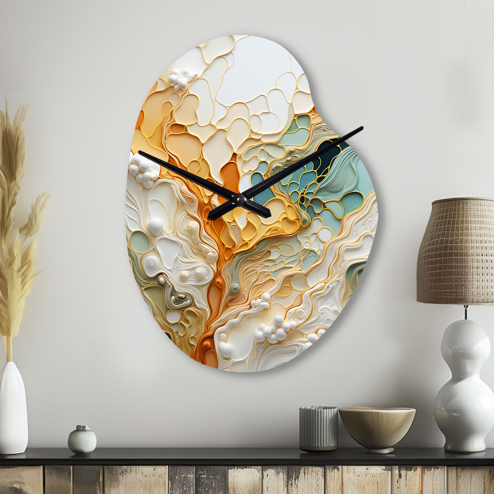 Design Art Orange White Line Art Organic Abstraction - Pear Shape ...