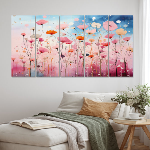Red Barrel Studio® Pink Pastel Pastiche On Metal 5 Pieces Set | Wayfair