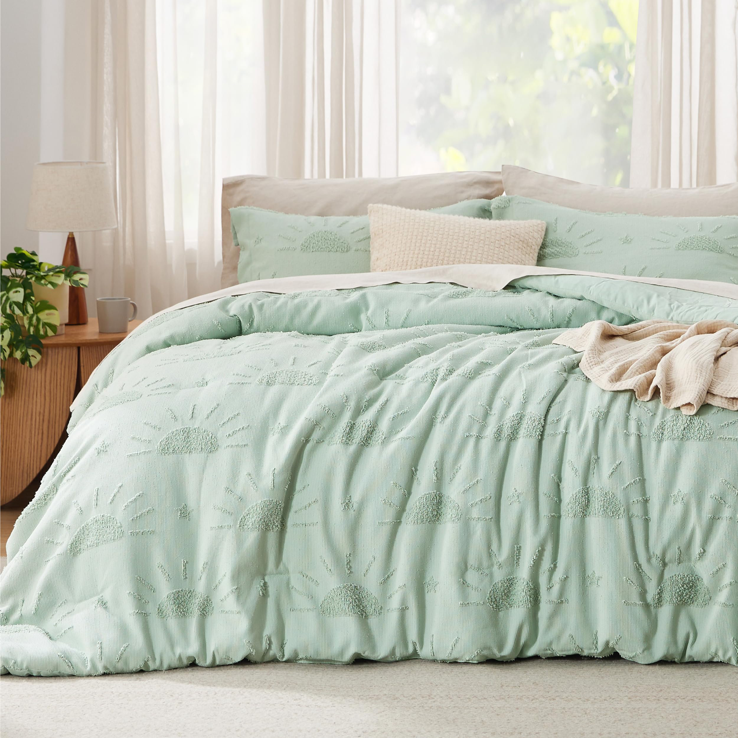 Bedsure Farmhouse Jacquard Solar Pattern Comforter Set | Wayfair