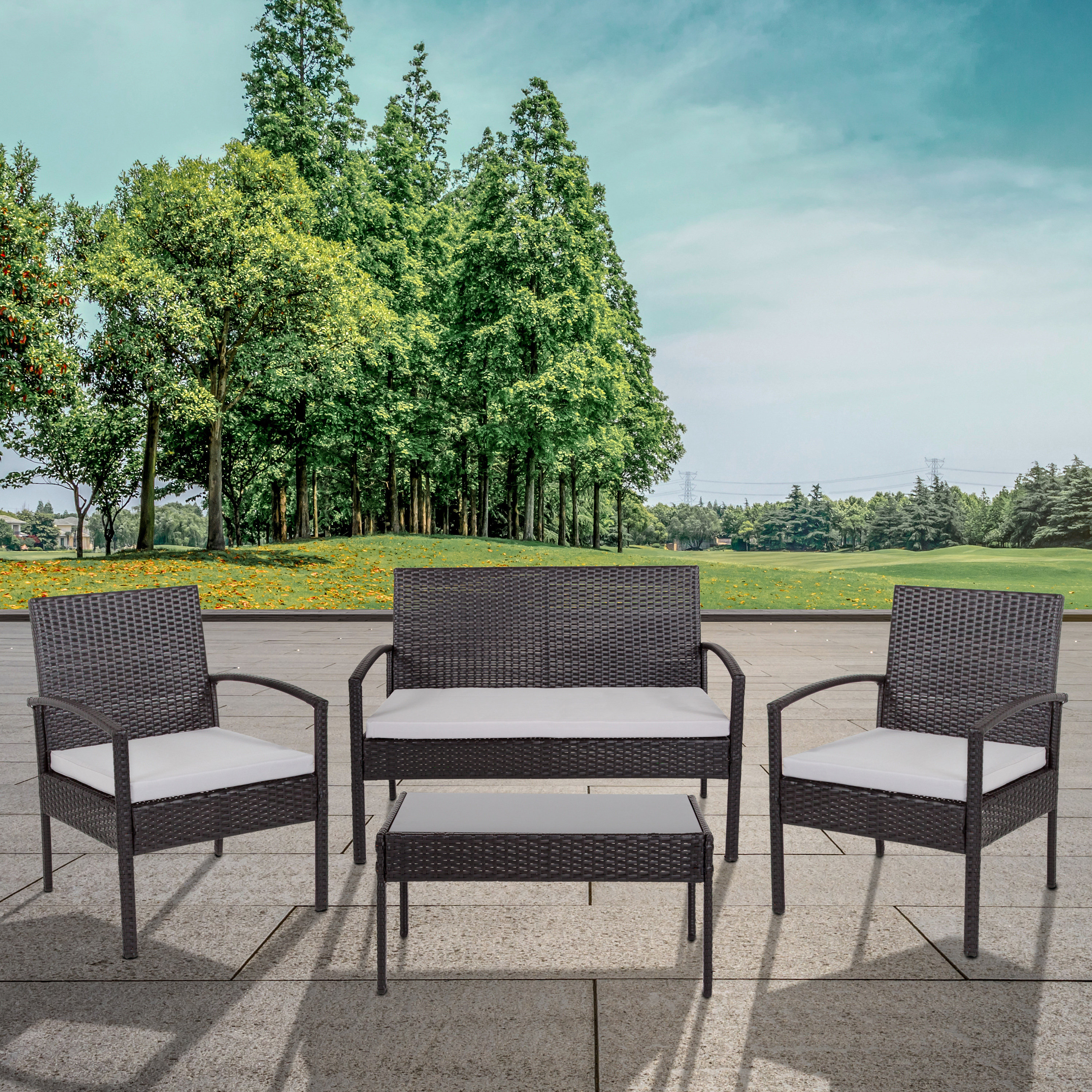 Charlton Home® Accomac 4 Piece Outdoor Patio Seating Set with Steel ...