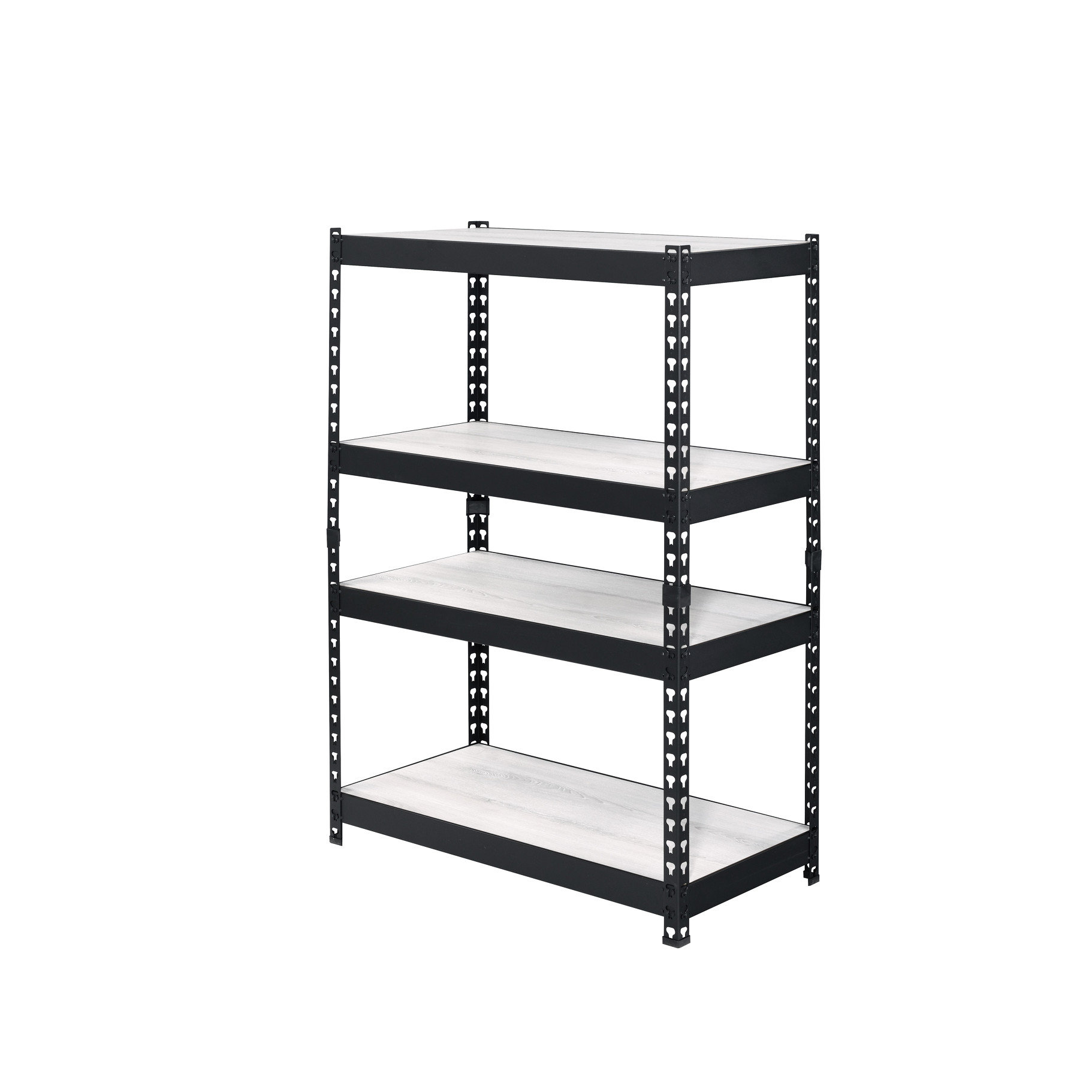 Banior Natural And Black Bookshelf, 4 Tier Rectangular With Metal Frame ...