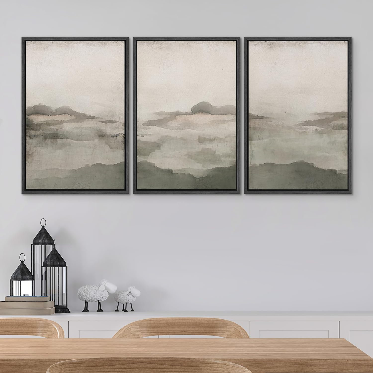 IDEA4WALL Abstract Desert Landscape Prints Framed On Canvas 3 Pieces ...