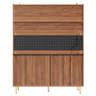Leisure Zone Kitchen Cabinet With Led, 5 Doors, 3 Drawers And Wine Rack ...