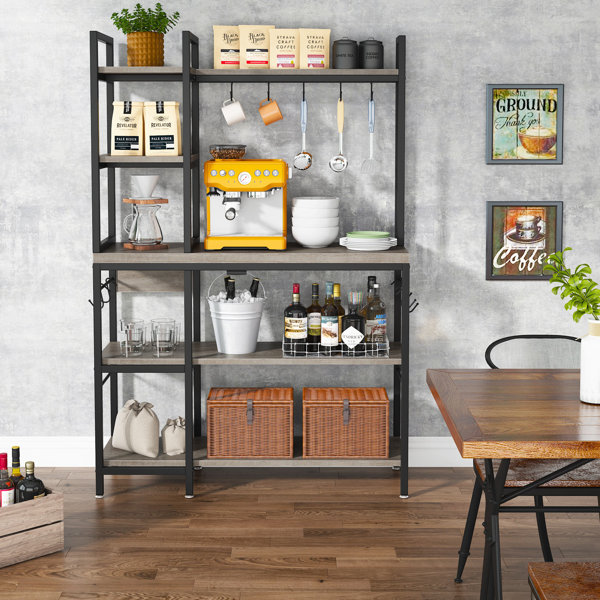 17 Stories 5-tiers Baker's Rack with Hooks for Kitchen & Reviews | Wayfair