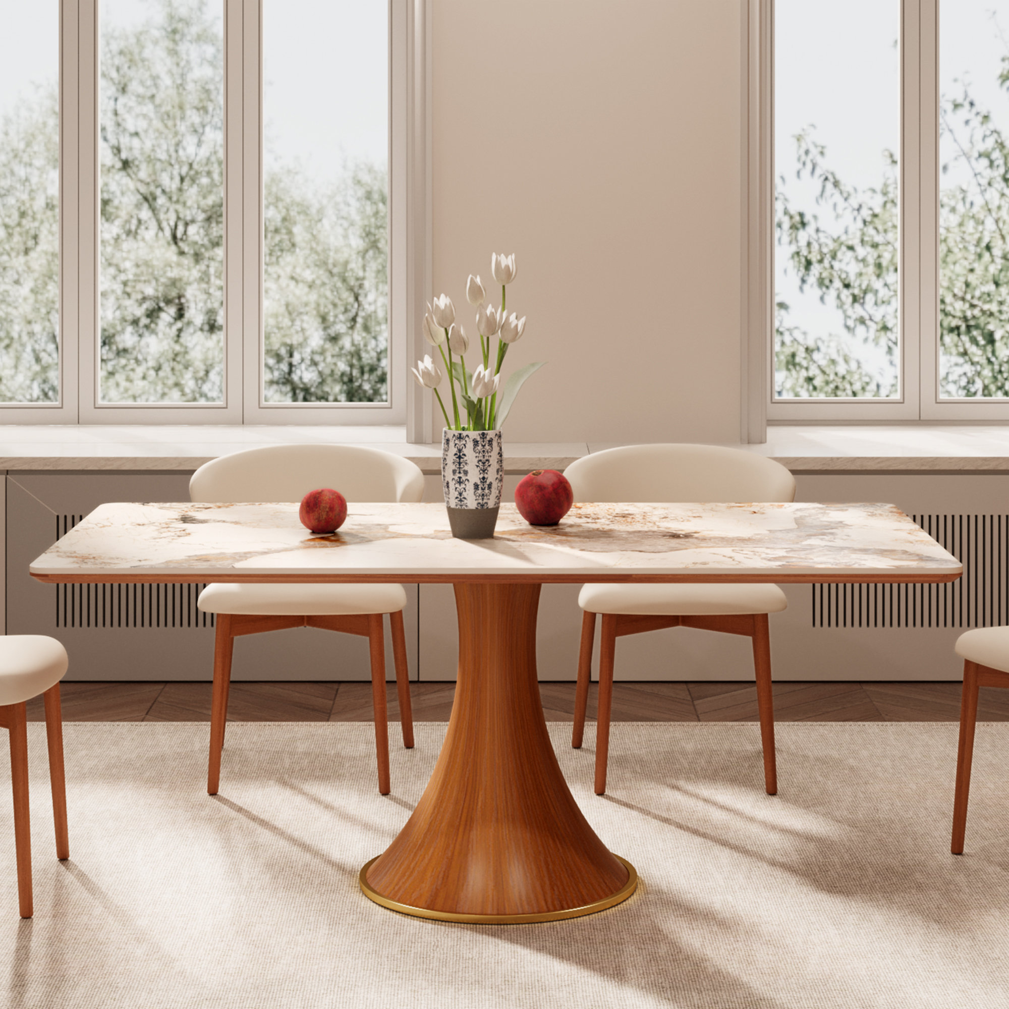 Corrigan Studio Mid-Century Rectangular Kitchen Dining table Sintered ...