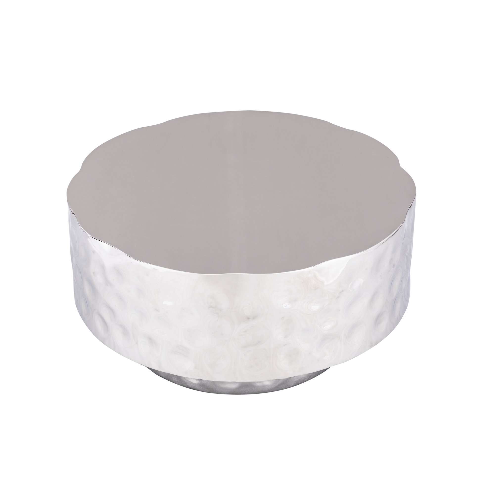 Brayden Studio® Modern Round Silver Coffee Table, Metal, Hand ...