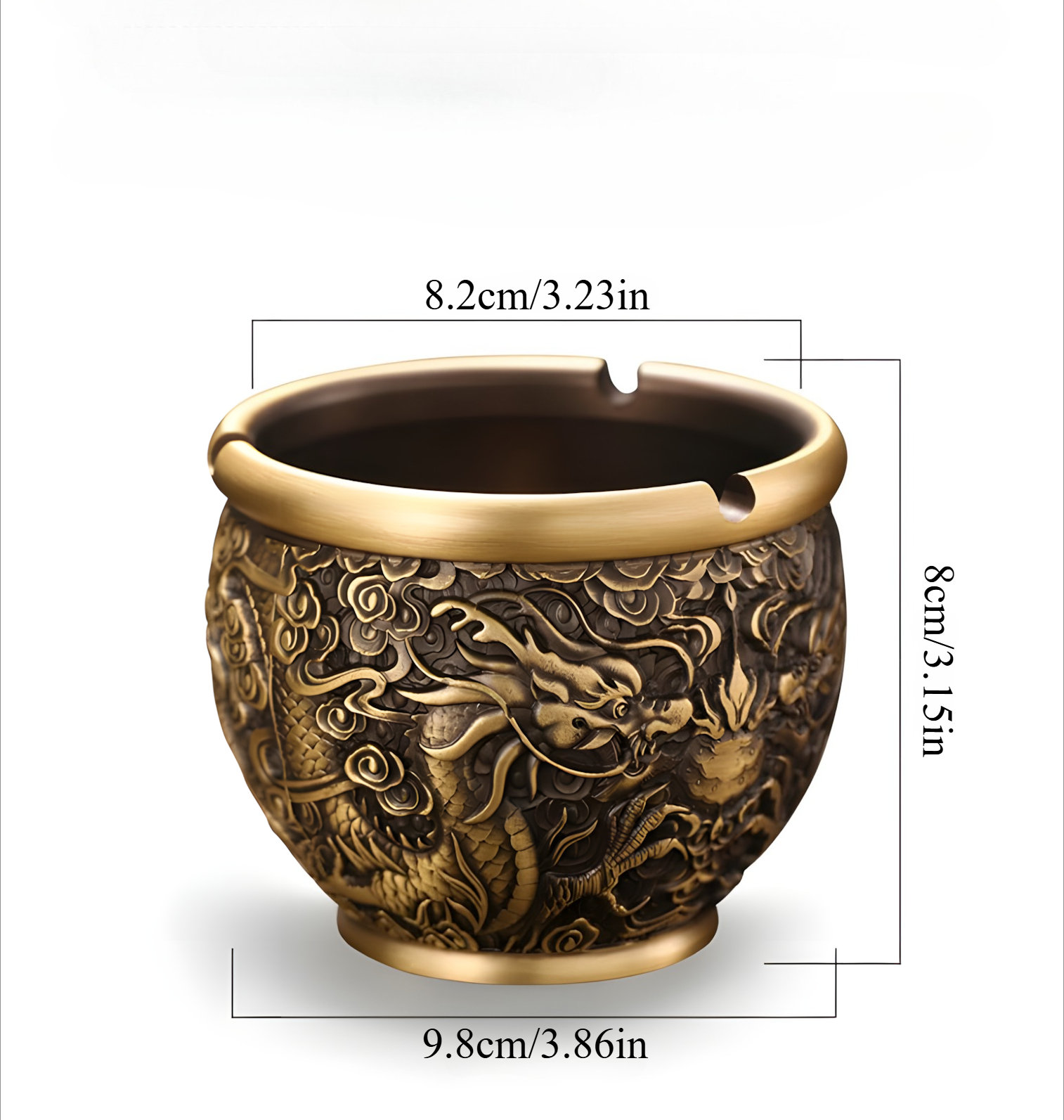 Xiangong Handcrafted Pure Brass Ashtray With Dragon Phoenix Design For ...