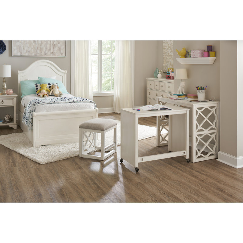 Winston Porter Heeral 36" Nesting Rolling Desk with Upholstered Stool ...