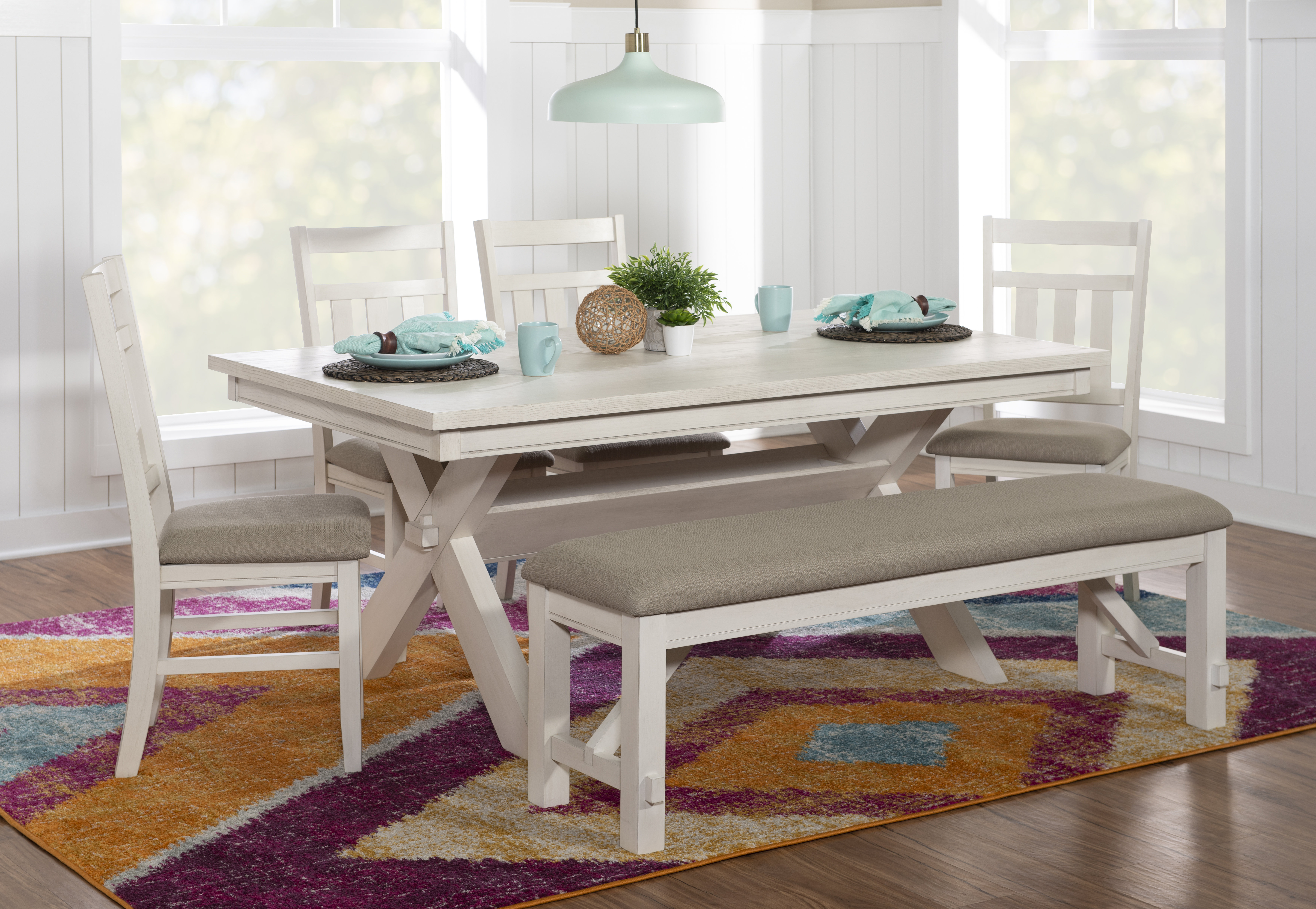 Kelly Clarkson Home Parsons 6-Piece Upholstered Trestle Dining Set ...