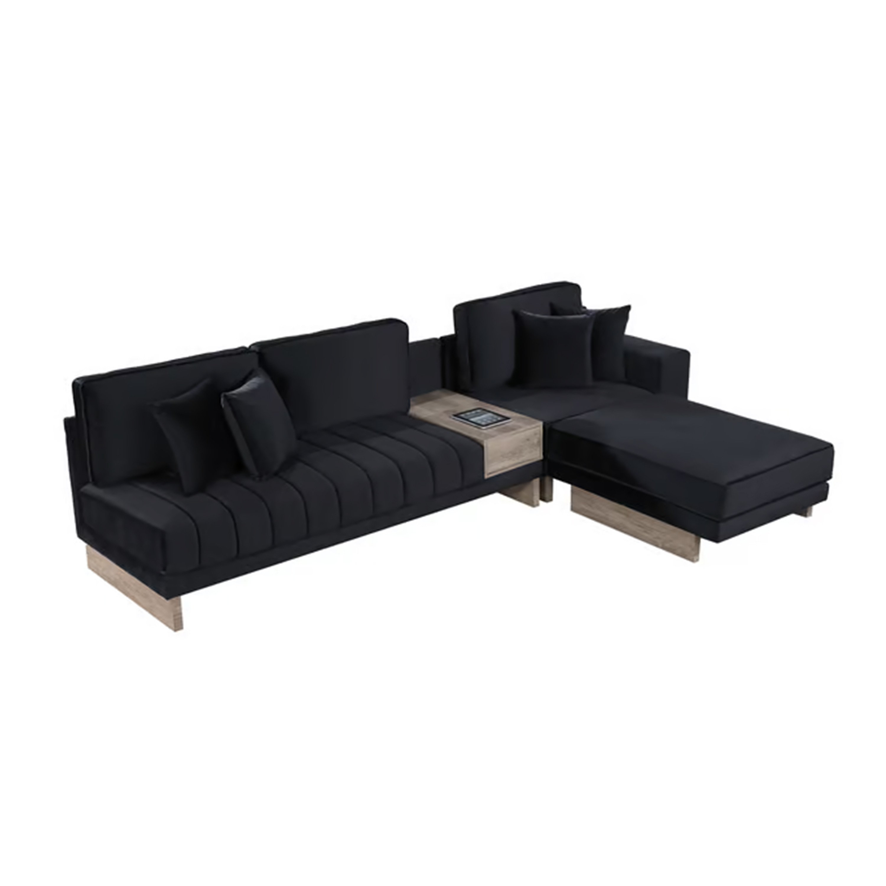 Benjara Phsy 123 Inch Modular Sectional Sofa With Storage Table, USB ...