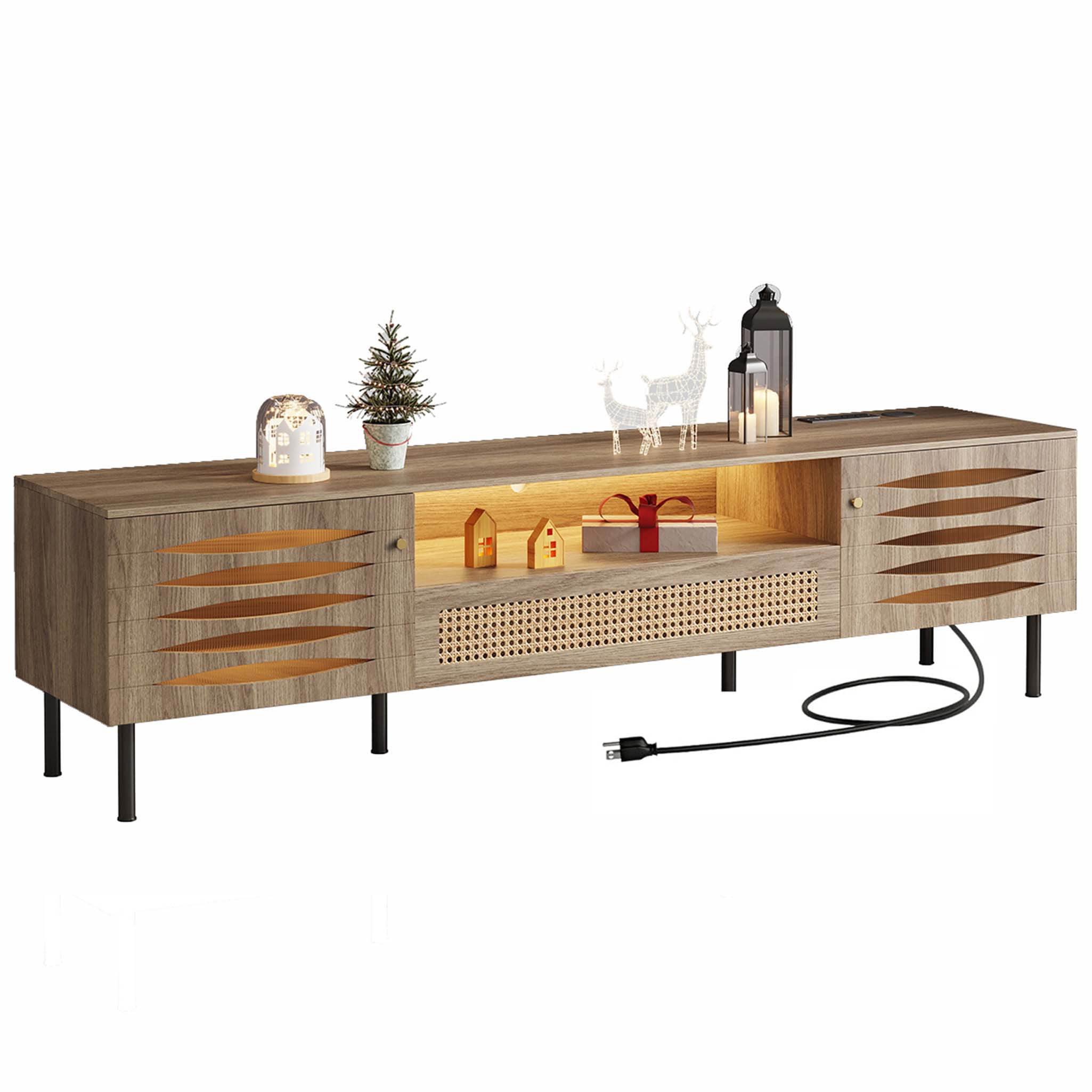 Bayou Breeze Versatile Mid-Century Modern TV Stand with Dual Cabinets ...