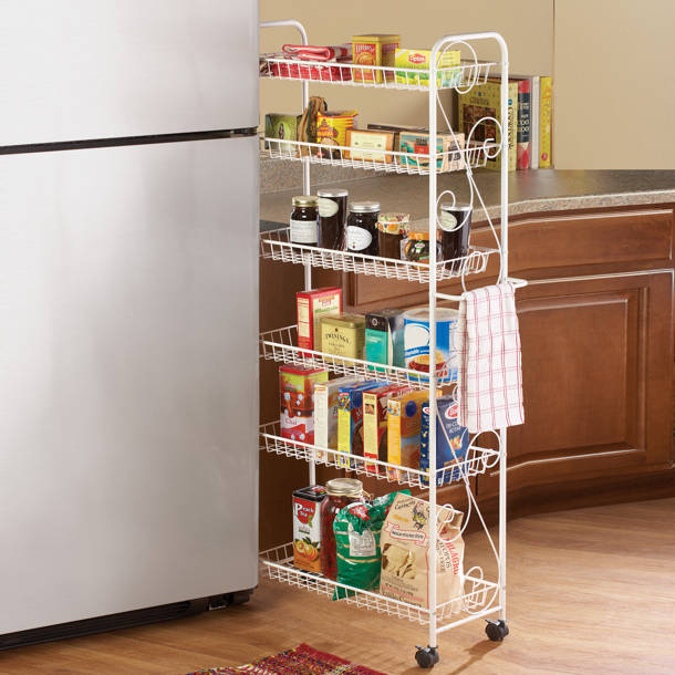 ARC 4-Tier Slim Storage Cart Mobile Shelving Unit Rolling Cart with ...